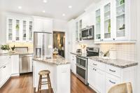 China Custom North American Melamine Board Glossy White Shaker Kitchen Cabinets Flat Pack for sale
