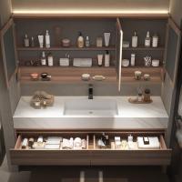 China Waterproof American Style Luxury Bathroom Vanity Cabinet with Quartz Stone Countertop for sale