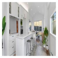 China Customize Your Apartment Kitchen with end Solid Wood Cabinets and Waste Container for sale