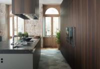 China Waterproof Fireproof Advantage in Modern Style Veneer Wood Kitchen Cabinet and Island for sale