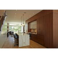 China Waterproof Fireproof Advantage in Modern Style Veneer Wood Kitchen Cabinet and Island for sale