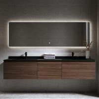 China Modern Furniture Bathroom Vanity Cabinets with Mirrored Doors and Quartz Stone Countertop for sale
