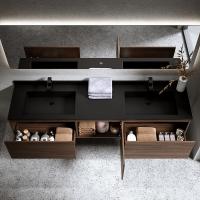 China Modern Furniture Bathroom Vanity Cabinets with Mirrored Doors and Quartz Stone Countertop for sale