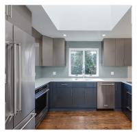 China Modernize Your Kitchen with Customizable Dark Blue Acrylic Finish Solid Wood Cabinets for sale