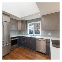 China Modernize Your Kitchen with Customizable Dark Blue Acrylic Finish Solid Wood Cabinets for sale