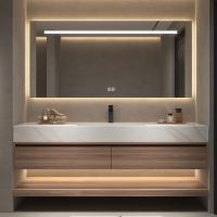 China Quartz Stone Countertop Modern Wall Mounted Double Sink Vanity for and Practical Bathroom for sale
