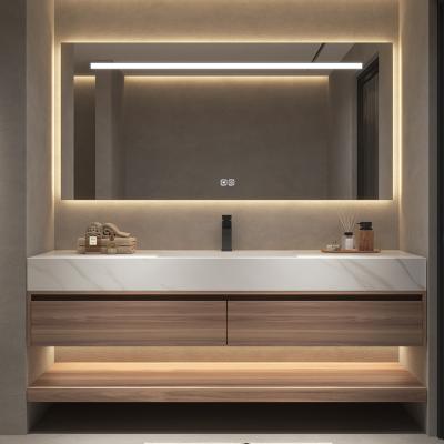 China Quartz Stone Countertop Modern Wall Mounted Double Sink Vanity for and Practical Bathroom for sale