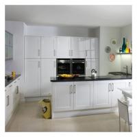 China High Glossy White Lacquer Finish MDF Kitchen Cabinet with Full Bullnose Countertop Edging for sale