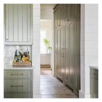 China Dark Wood Grain PVC Membrane Panels Solid Wood Kitchen Cabinets with Plywood Carcase for sale