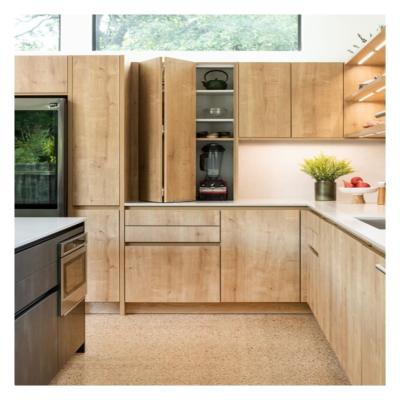 China Minimalist European Style Solid Wood Kitchen Cabinets with Plywood Carcase Material for sale