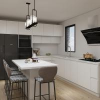 China Multi Apartment Composite Sink Hinge Modular Kitchen Cabinets with Drawer Basket for sale