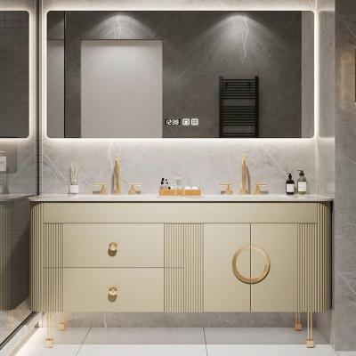 China MR-MDF Material Freestanding Double Sink Modern Floating Bathroom Vanities for at Low for sale