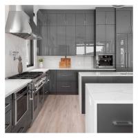 China Particleboard Door Material Modern White Glossy Acrylic Kitchen Cabinets for Apartment for sale