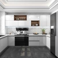 China Waterproof Fireproof/Durable Modern PVC Kitchen Cabinet Set with Sink Accessories for sale