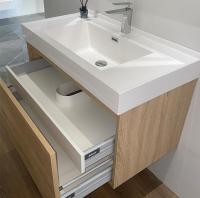 China Quartz Stone Countertop Customizable Blue Vanity Bathroom With Standing Double Sink for sale