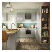 China Small Kitchen Modular Cabinets in Light Glossy Lacquer Finish and Customized Ral Color for sale