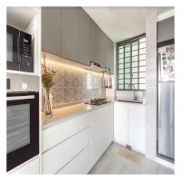 China Customized Ral Color Chart Kitchen Cabinets Stylish Glossy White Solid Wood Cabinets for sale
