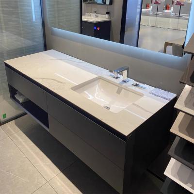China Luxury Wall Mounted Double Sink Bathroom Vanities Modern Style Good-Looking 100% Style for sale