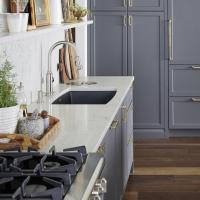 China Melamine Board Carcase Island Kitchen Cabinets With Islands With Eased Edge Countertop for sale