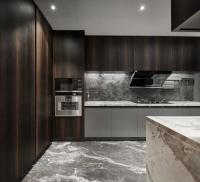 China Modern Luxury Kitchen Furniture Cabinet with Quartz Stone Countertop and Blum Hardware for sale