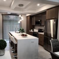 China Modern Luxury Kitchen Furniture Cabinet with Quartz Stone Countertop and Blum Hardware for sale