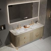 China Euro Style Furniture Wall Hung Double Sink Bathroom Vanity Cabinet for Customized Made for sale
