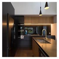 China Modular Kitchen Cabinets Discount Dark Grain Melamine Board Doors for Large Kitchens for sale