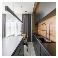 China Modular Kitchen Cabinets Discount Dark Grain Melamine Board Doors for Large Kitchens for sale