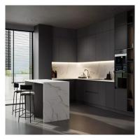 China Modular Kitchen Cabinets Discount Dark Grain Melamine Board Doors for Large Kitchens for sale