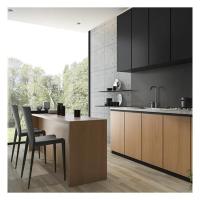 China Modular Kitchen Cabinets Discount Dark Grain Melamine Board Doors for Large Kitchens for sale