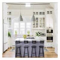 China Sell White Aluminium Framed Glass Top Modular Kitchen Cabinets with MDF Door Material for sale