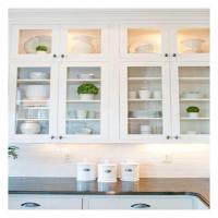 China Sell White Aluminium Framed Glass Top Modular Kitchen Cabinets with MDF Door Material for sale