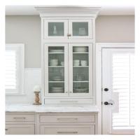 China Sell White Aluminium Framed Glass Top Modular Kitchen Cabinets with MDF Door Material for sale