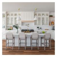 China Sell White Aluminium Framed Glass Top Modular Kitchen Cabinets with MDF Door Material for sale