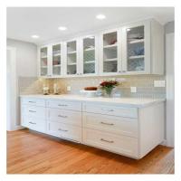 China Sell White Aluminium Framed Glass Top Modular Kitchen Cabinets with MDF Door Material for sale