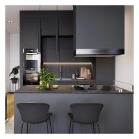 China CAD/3D Freely Light Grey Matte Lacquer Solid Wood Kitchen Cabinets with Centre Island for sale