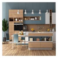 China Stylish CLASSIC Style Blue Lacquered Solid Wood Kitchen Cabinets with Drawer Basket for sale