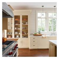 China Modern Style Warm Colour Solid Wood Kitchen Cabinets with Classic Shaker Style Design for sale