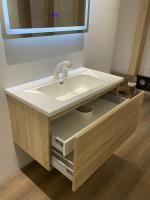 China Customized Made Guaranteed Bathroom Vanity Furniture Rectangle Euro Style with Sink for sale