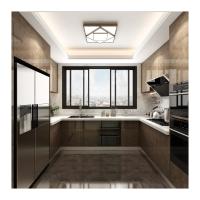 China Waterproof Fireproof Modern Style Customized Wooden Kitchen Cabinet with Blum Hardware for sale