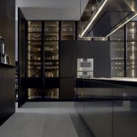 China Veneer Finished Black PVC Kitchen Cupboards with Modern Design and Customized Color for sale