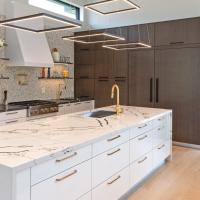 China Kitchen Cabinet Design Modular Solid Wood Mdf Veneer Lacquer Finish Walnut Wood Color for sale