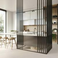 China Blum Hardware Modern Luxury Kitchen Upper Cabinet Set with Melamine Grille Plate Wall for sale