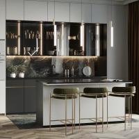 China European Style Kitchen Cabinet with Glass Door and Fireproof Wall Shelf Liner Durable for sale