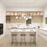 China European Style Kitchen Cabinet with Glass Door and Fireproof Wall Shelf Liner Durable for sale