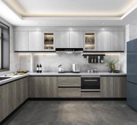 China Sink Option Customized Size Waterproof Glossy Melamine Board Modular Kitchen Cabinets for sale