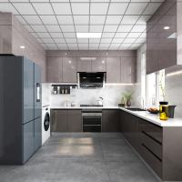 China Modern End Home Kitchen Cabinet with Waterproof Fireproof Advantage and Veneer Finish for sale