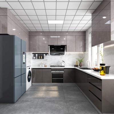 China Modern End Home Kitchen Cabinet with Waterproof Fireproof Advantage and Veneer Finish for sale