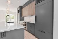 China High End Modern Simple Houses Kitchen Design with Custom Smart Gray Kitchen Cabinets for sale