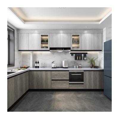 China Modern Design Waterproof Kitchen Cabinet Made of Solid Wood for Custom Home Furniture for sale